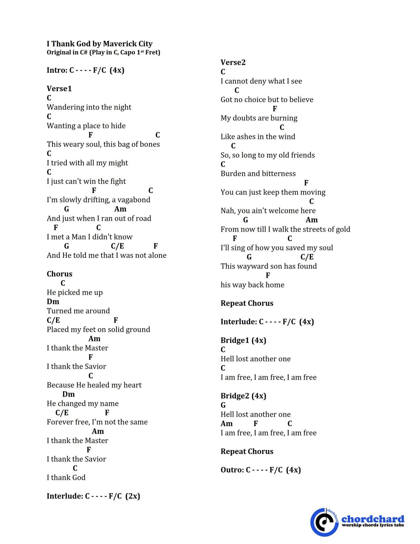 I Thank God Free Chords and Lyrics by Maverick City
