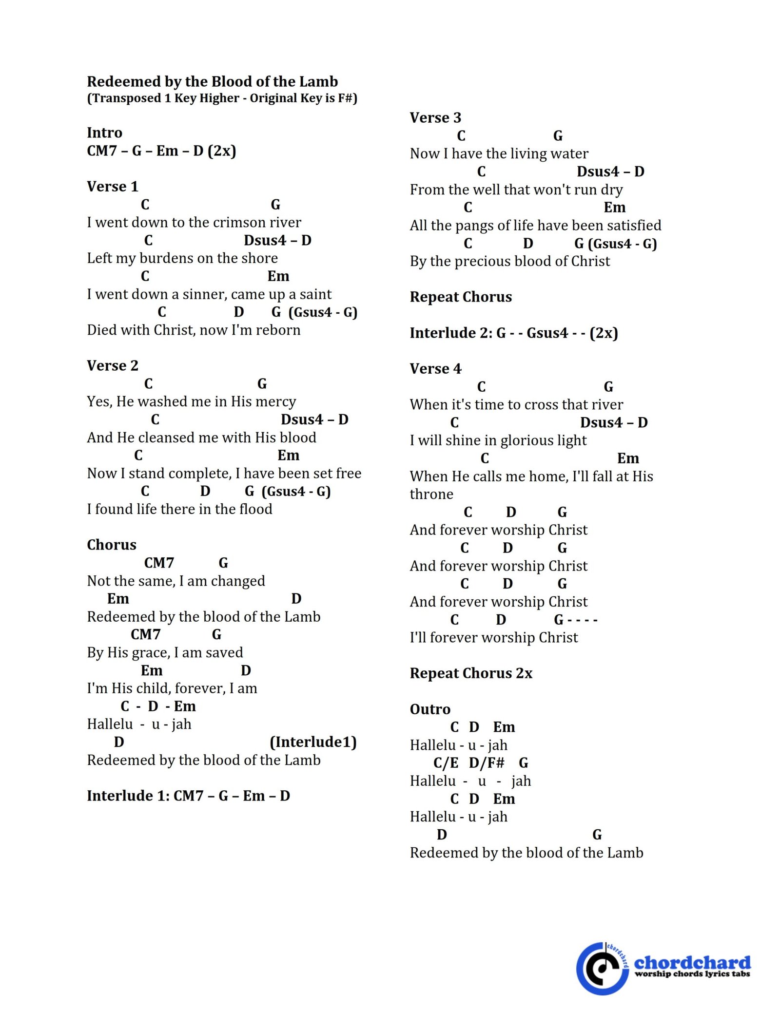 Redeemed by the Blood of the Lamb by People and Songs Chords and Lyrics ...
