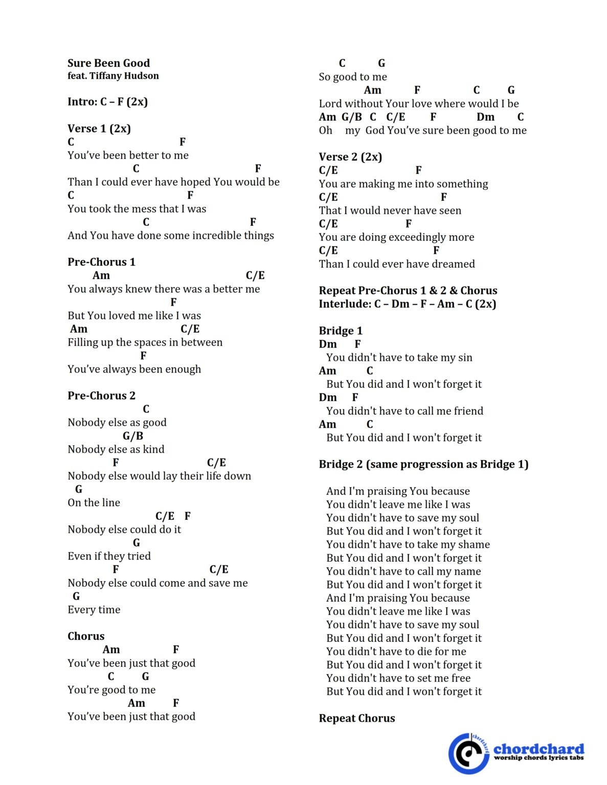 Sure Been Good by Elevation Worship Free Chords and Lyrics