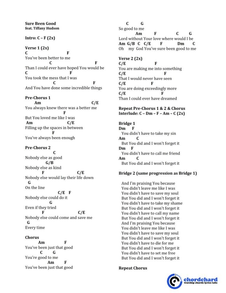 Sure Been Good by Elevation Worship Free Chords and Lyrics